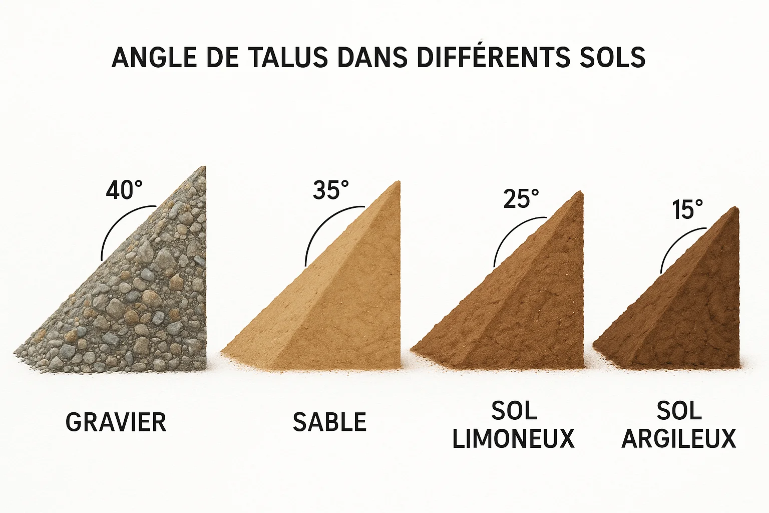 Calcul de l'Angle de Talus dans Différents Sols - Exercice corrigé
