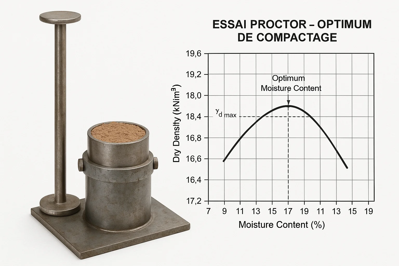 Calcul de l'Optimum de Proctor - Exercice corrigé