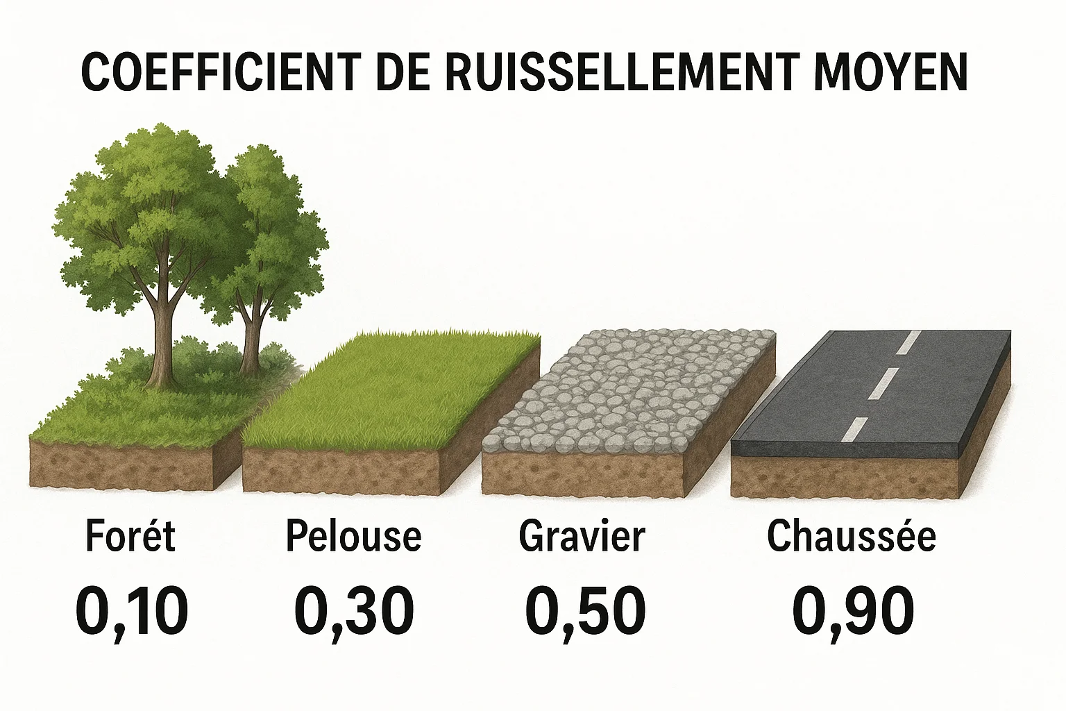 Calcul du coefficient de ruissellement moyen - Exercice corrigé