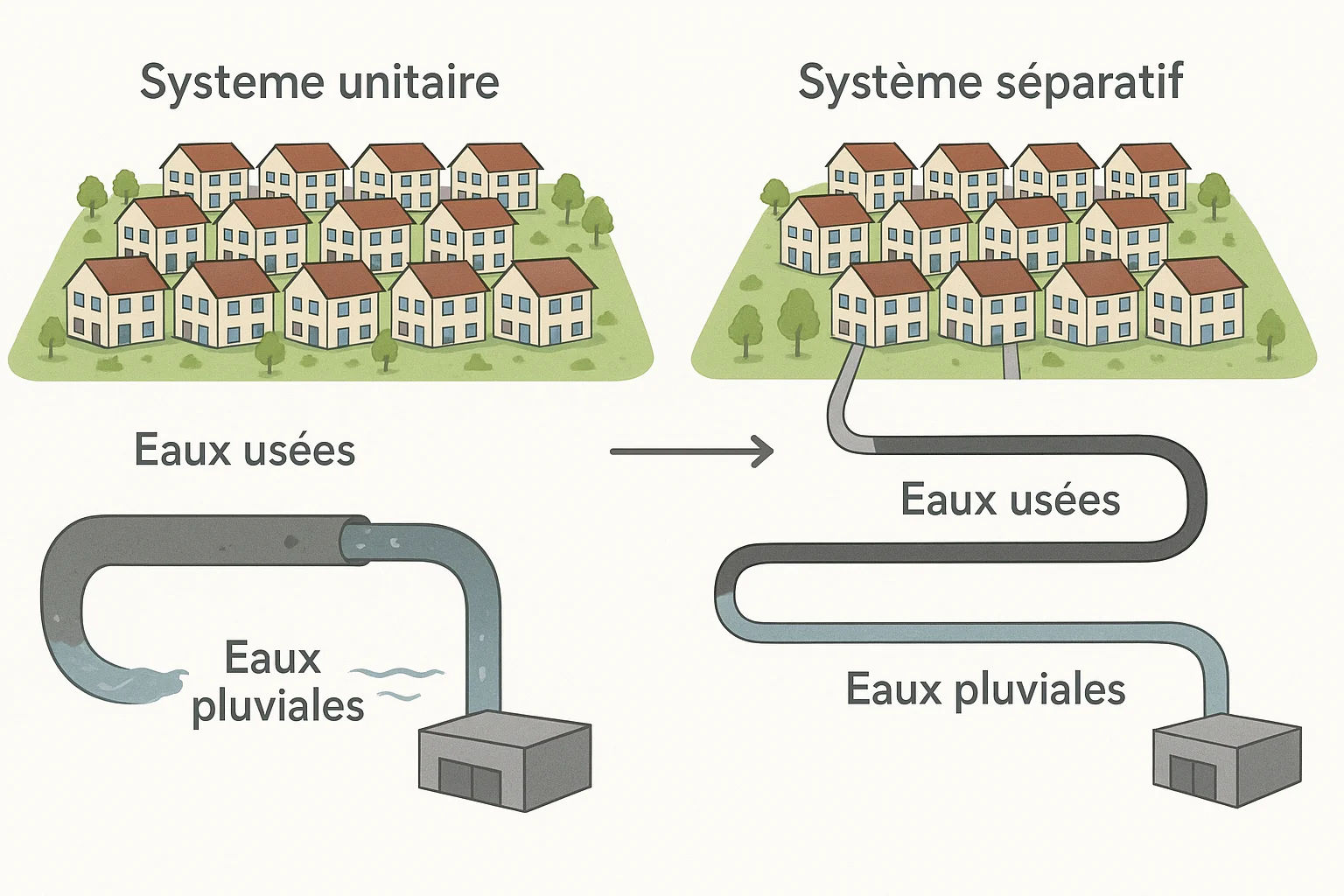 Systèmes unitaires et séparatifs - Exercice corrigé
